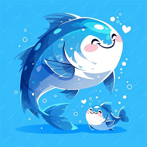 Cleaner Wrasse Cleaning A Larger Fish Premium Ai Generated Vector