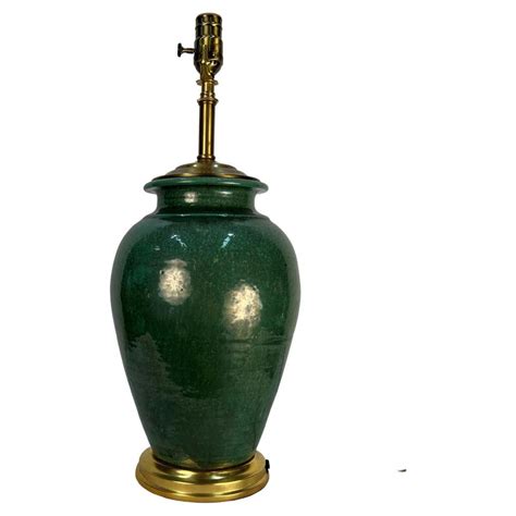 Hand Thrown Blue And Green Glazed Pottery Table Lamp For Sale At