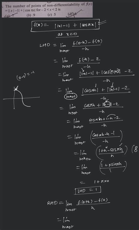 the number of points of non differentiability of f x x 1 cos pi