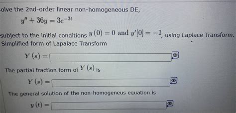 Solved Olve The 2nd Order Linear Non Homogeneous De