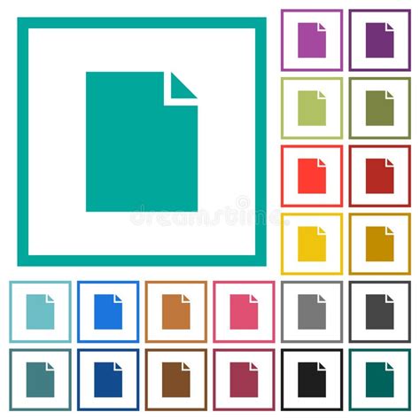 Empty Document Sheet Solid Flat Color Icons With Quadrant Frames Stock