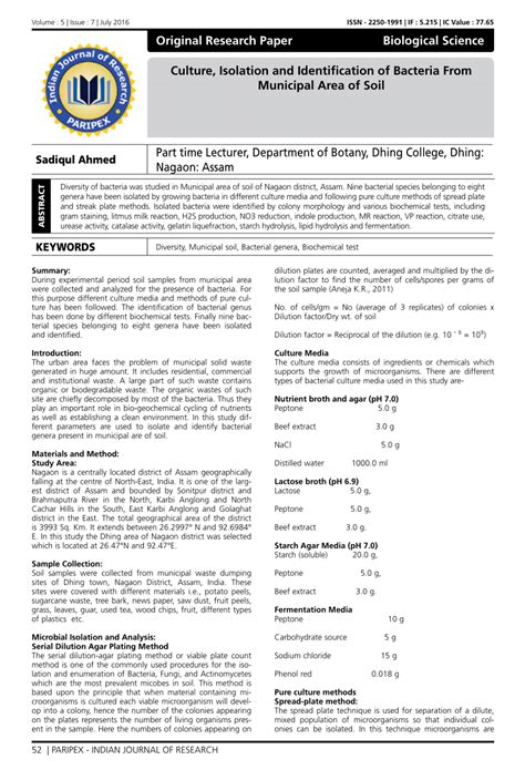 Pdf Culture Isolation And Identification Of Bacteria From Municipal