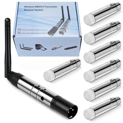Copkim 8 Pcs Dmx Wireless Dmx 512 Dfi Dj 2 4g Wireless Dmx 1 Transmitter And 7