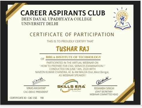 tushar raj on linkedin career aspirants club dduc thank you so much