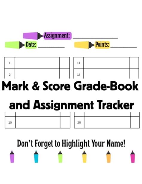 Mark And Score Grade Book And Assignment Tracker By Allie Meyer Tpt