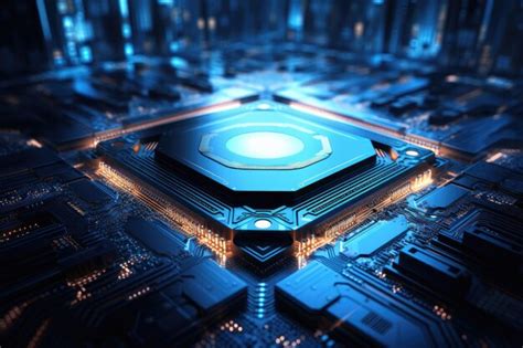 Premium Ai Image Powerful Quantum Cpu On Pcb Motherboard With Data Transfers