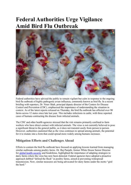 Federal Authorities Urge Vigilance Amid Bird Flu Outbreak The Lifesciences Magazine Pdf