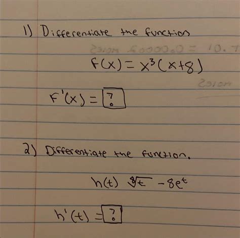 Solved 1 Differentiate The Function F X X3 X 8 F′ X 7 2
