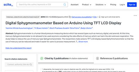 Digital Sphygmomanometer Based On Arduino Using Tft Lcd Display Scite Report