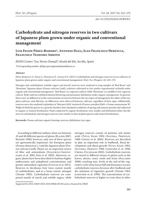 (PDF) Carbohydrate and nitrogen reserves in two cultivars of Japanese ...