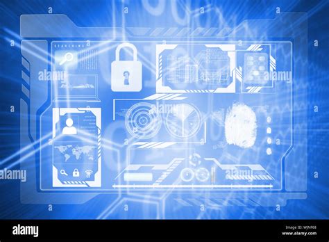 Identification Interface Against Background With Shiny Hexagons Stock