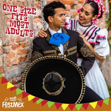 Festmex Mexican Sombrero Hats Charro Sombrero Mexicano