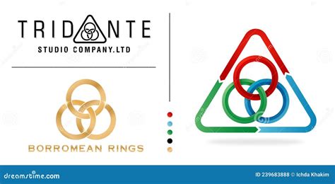 Borromean Three Rings Optical Illusion Flat Vector Icon Illustration Simple Black Symbol On