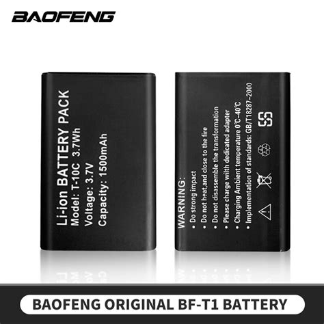 ตนฉบบ BAOFENG BF T1 3 7V 1500MAh Li Ion แบตเตอรสำหรบ Baofeng BF T1 Walkie Talkie รน