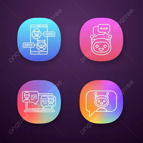chatbots app icons set talkbot communication element vector talkbot