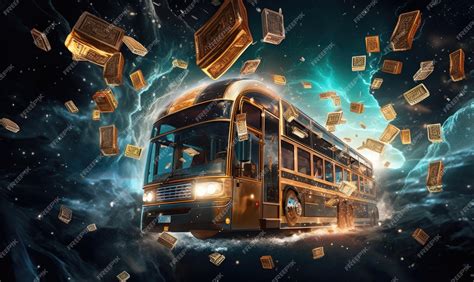 Premium Ai Image A Double Decker Bus Flying Through The Air