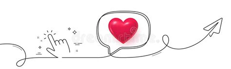 Hand Cursor Line Icon Click Action Sign Continuous Line With Plane Vector Stock Illustration