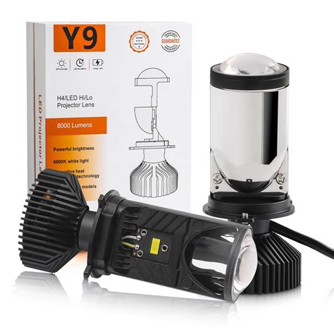 Led 미니 프로젝터 렌즈 캔버스 Y9 Y6 H4 36w 8000lm 6000k 슈퍼 브라이트 전구 안개등
