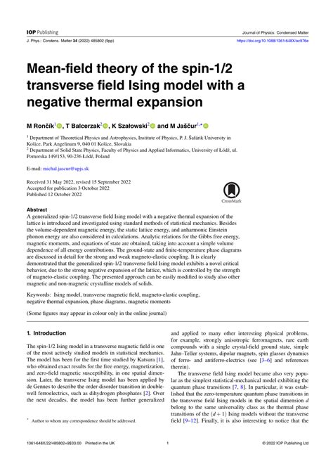 Mean Field Theory Of The Spin 1 2 Transverse ﬁeld Ising Model With A Negative Thermal Expansion