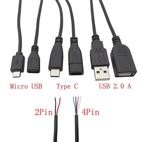 Cable De Alimentación Usb 2 4 Pin Micro Usb 2 0 A Tipo C Macho Y
