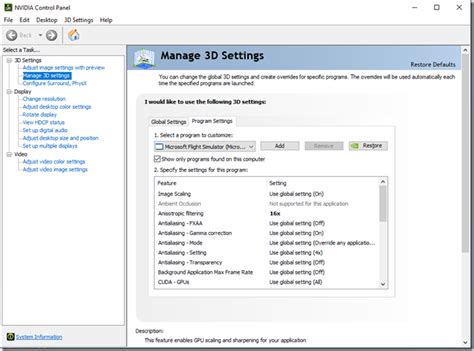 MSFS Settings Position And Hold