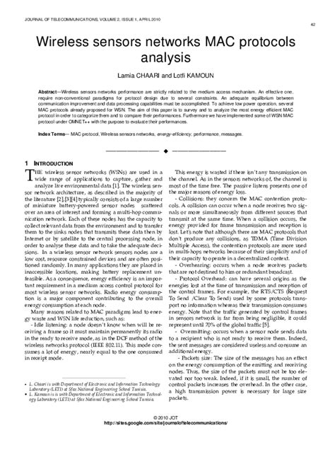 pdf wireless sensors networks mac protocols analysis