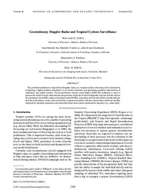 Pdf Geostationary Doppler Radar And Tropical Cyclone Surveillance