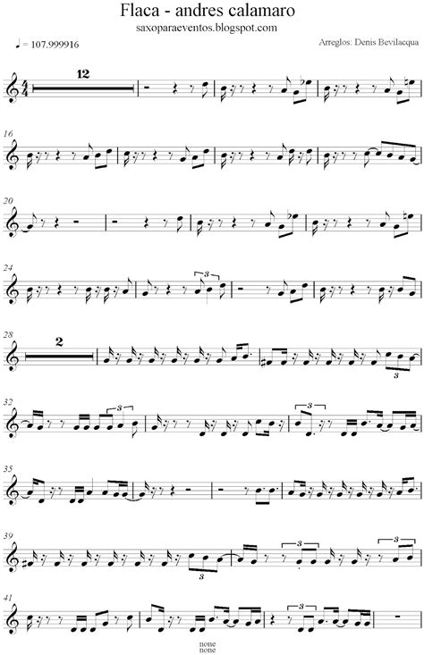 Partitura Gratis De Flaca De Andres Calamaro Partituras Y Pistas