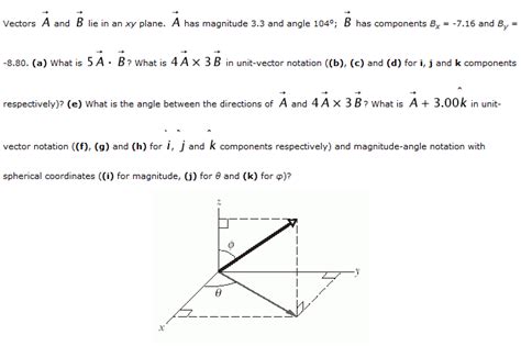 Solved Vectors And Lie In An Xy Plane Has Magnitude 33