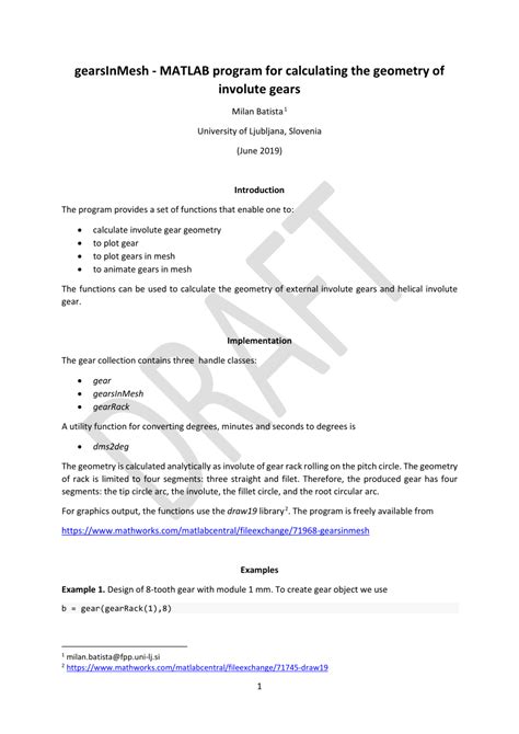 pdf gearinmesh matlab program for calculating the geometry of