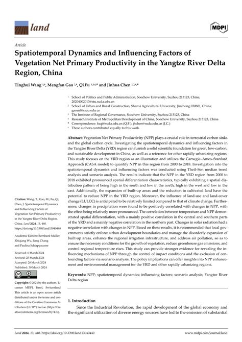 Pdf Spatiotemporal Dynamics And Influencing Factors Of Vegetation Net