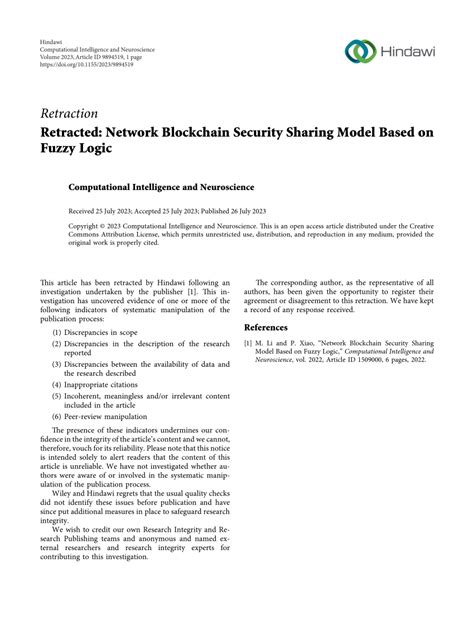 Pdf Retracted Network Blockchain Security Sharing Model Based On