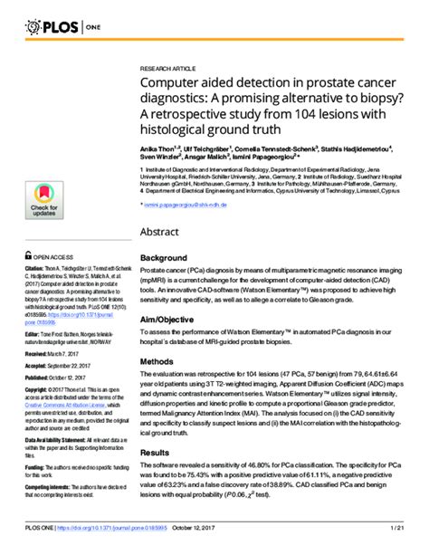 Pdf Computer Aided Detection In Prostate Cancer Diagnostics A