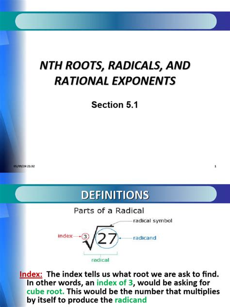 51 Nth Roots Radicals And Rational Roots Pdf Exponentiation