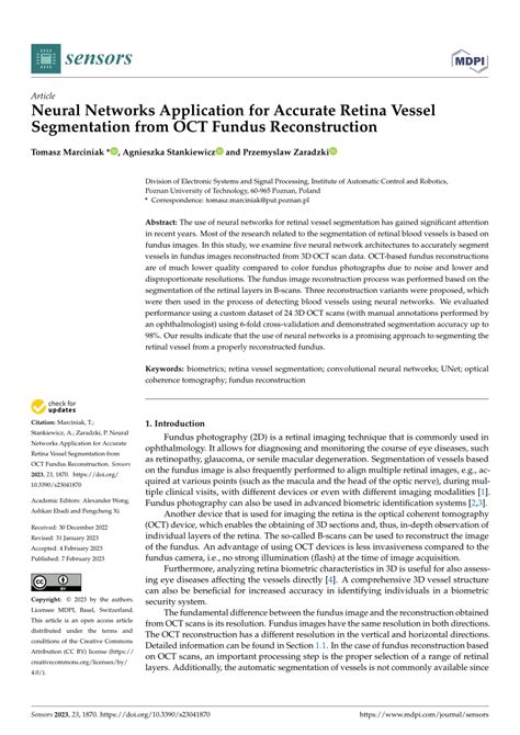 PDF Neural Networks Application For Accurate Retina Vessel Segmentation From OCT Fundus