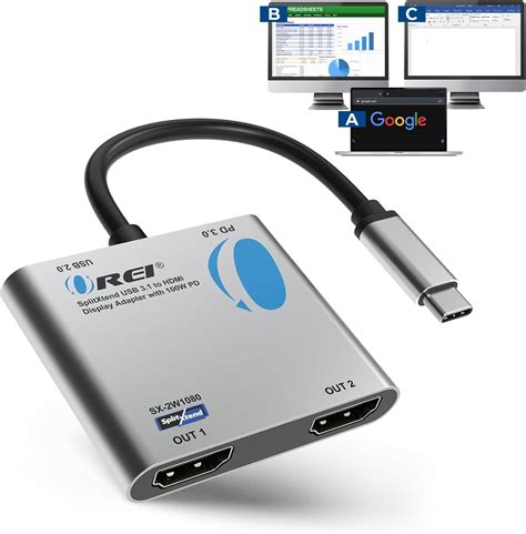 Orei Splitextend Hdmi Splitter Extended Display For Windows Only Dual Monitor Multi Monitor