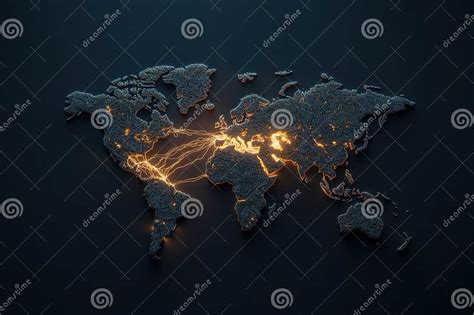 Illuminated World Map Visualizing Global Connections And Pathways