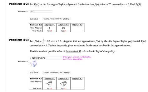 Solved Problem Let T X Be The Nd Degree Taylor Chegg Com