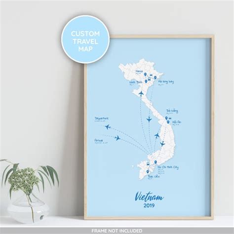 Custom Travel Map Personalised Adventure Trip Places Etsy