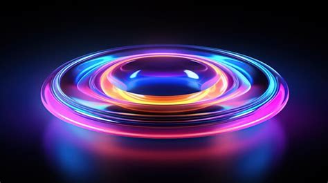 Premium Photo Abstract Neon Glowing Rings On Dark Background Generative Ai