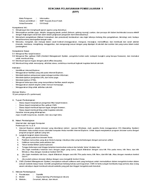 Rpp Informatika Ix Pdf