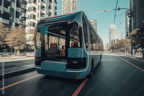 Self Driving Bus Autonomous Bus Driving In City Future Electric