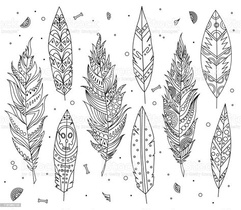 다채로운 상세한 새 깃털 세트 페인트 수채화 디자인 손으로 그린 편집 가능한 요소 사실적인 스타일 벡터 일러스트레이션 배경에