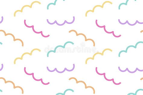 Naive Cute Squiggle Seamless Pattern Creative Yellow And Blue Abstract Doodle Waves Drawing