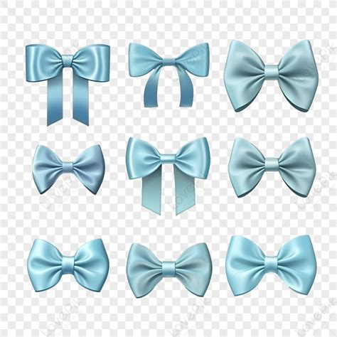 밝은 파란색 활 또는 리본 장식 활 3d 세트현재파티 Png 일러스트 무료 다운로드 Lovepik