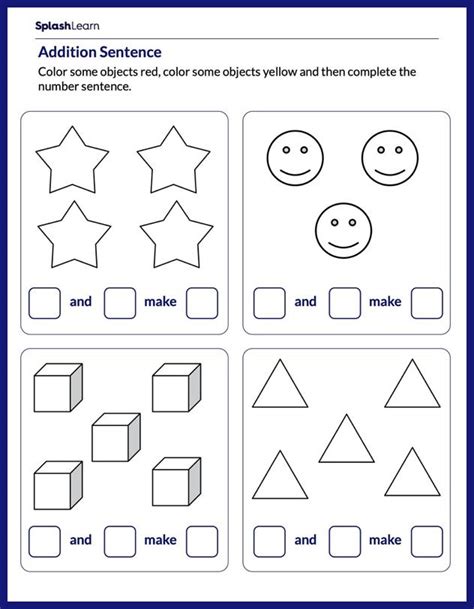 Writing Addition Number Sentences Worksheets