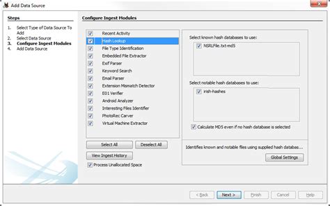 autopsy user documentation hash database lookup module
