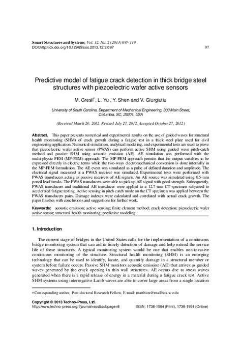 Pdf Predictive Model Of Fatigue Crack Detection In Thick Bridge Steel Structures With