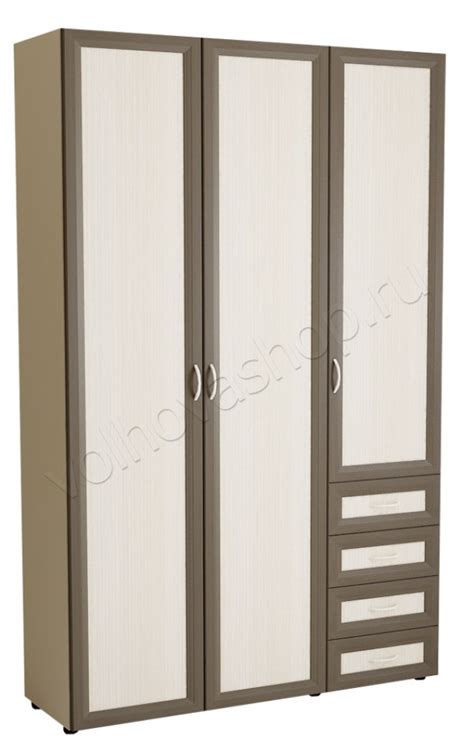 Шкаф 3 х дв для одежды и белья с 4 мя ящ 6 47 Волхова