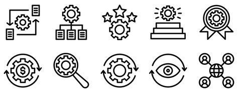 Project Management Line Style Icon Set Collection 36099551 Vector Art